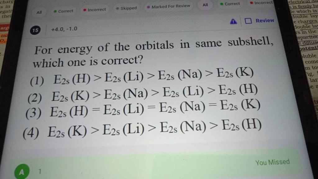 For energy of the orbitals in same subshell, which one is correct? | Filo