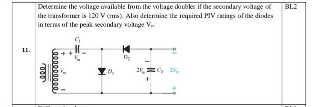 Determine the voltage available from the voltage doubler if the secondary..