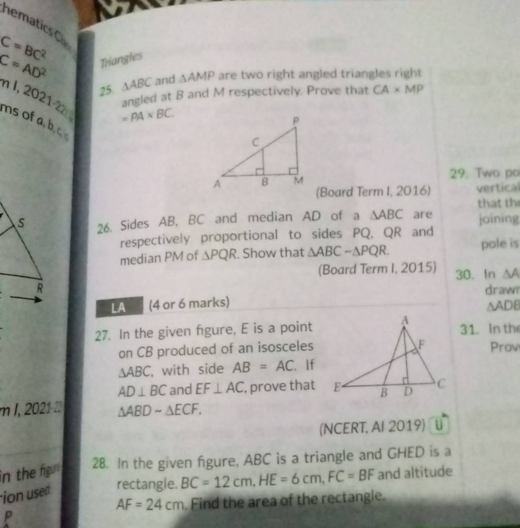 Triangles 25. ABC and AMP are two right angled triangles right angled a..