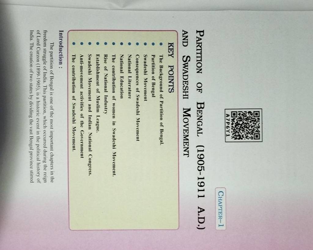 Partition OF BenGal (1905-1911 A.D.) and Swadeshi Movement KEY POINTS The..