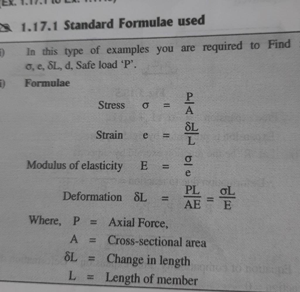 1.17.1 Standard Formulae used In this type of examples you are required t..