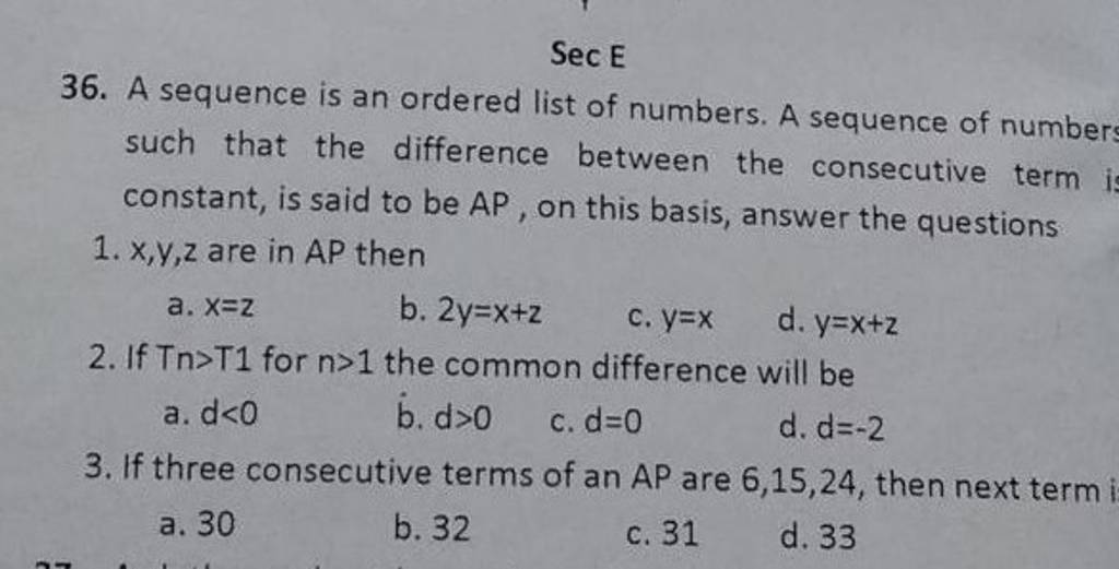 Sec E 36 A Sequence Is An Ordered List Of Numbers A Sequence Of Numbers