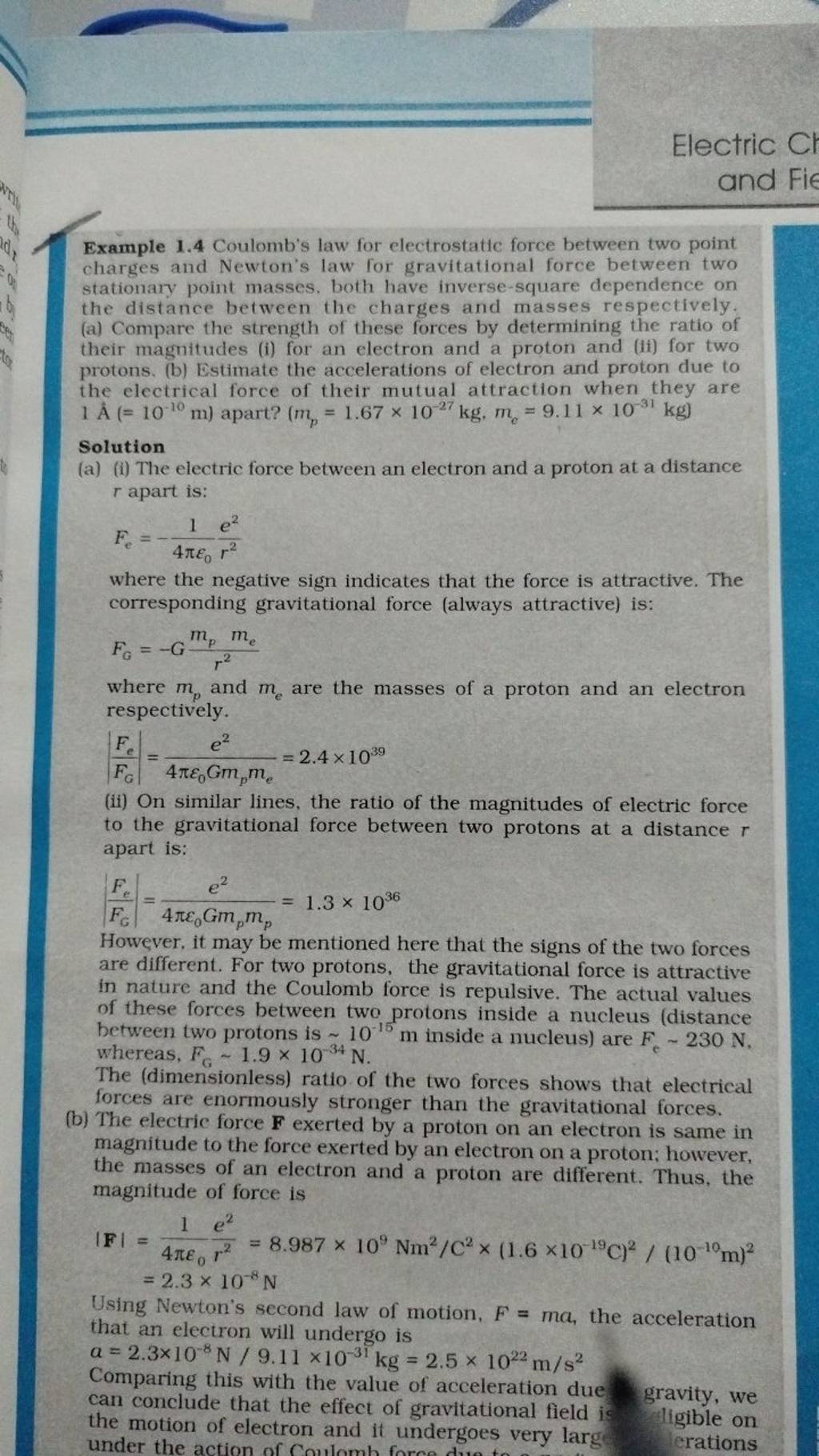 Example 1.4 Coulomb's law for electrostatic force between two point charg..