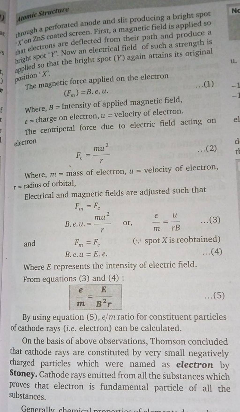Atomic Structure through a perforated anode and slit producing a bright s..
