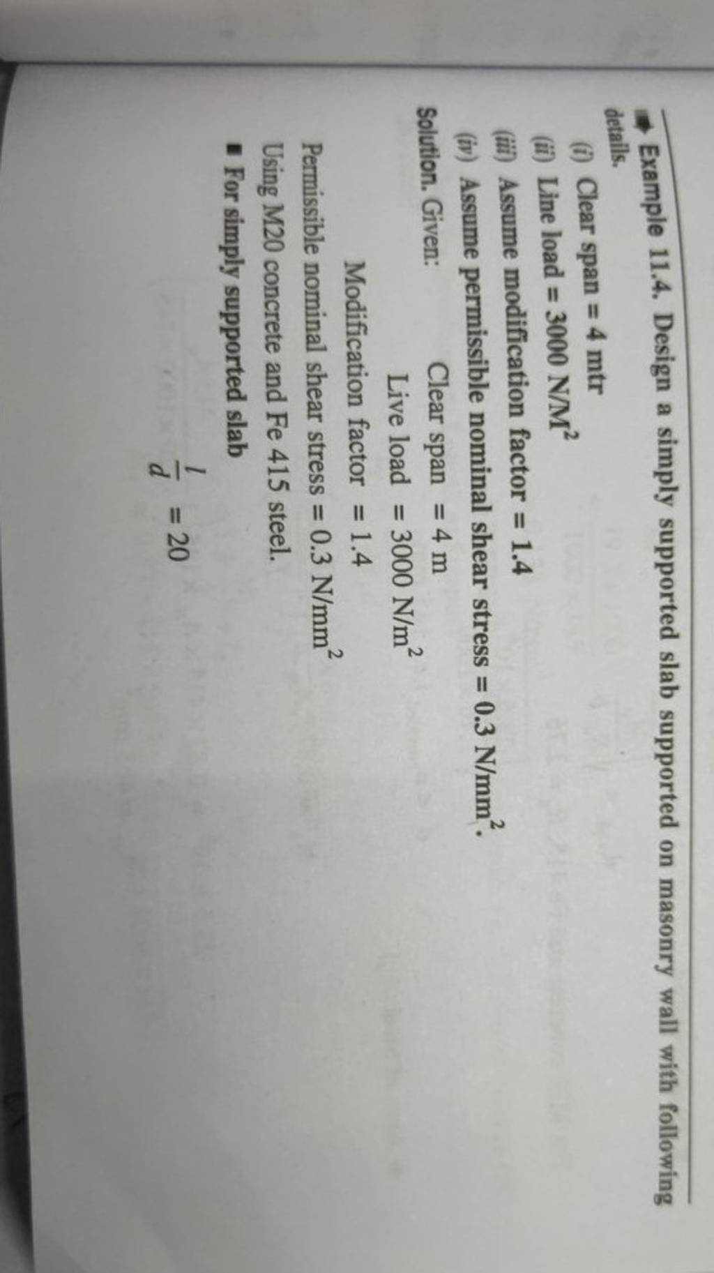 Example 11.4. Design a simply supported slab supported on masonry wall wi..