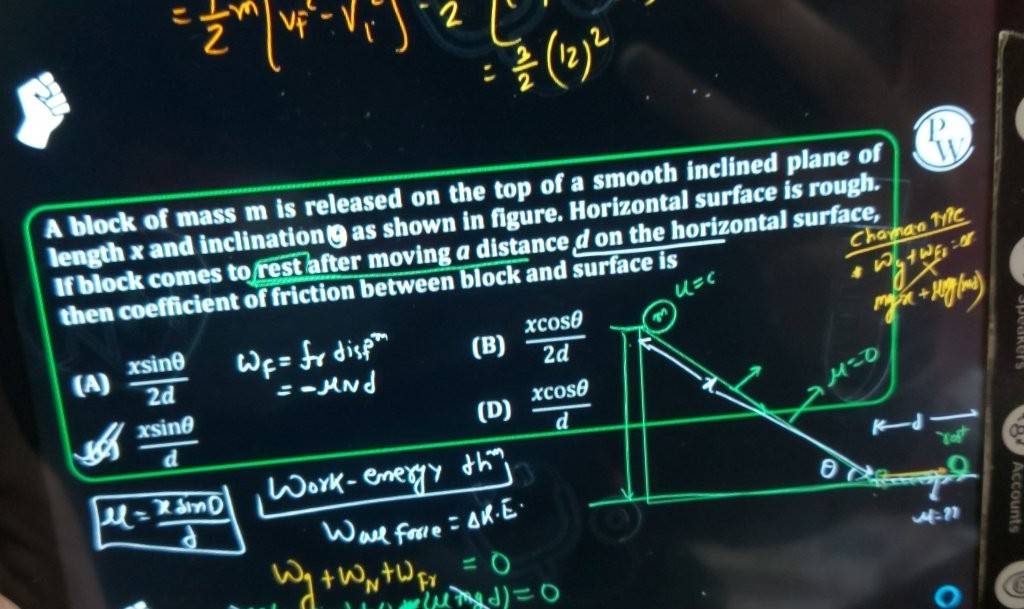 A block of mass m is released on the top of a smooth inclined plane of A