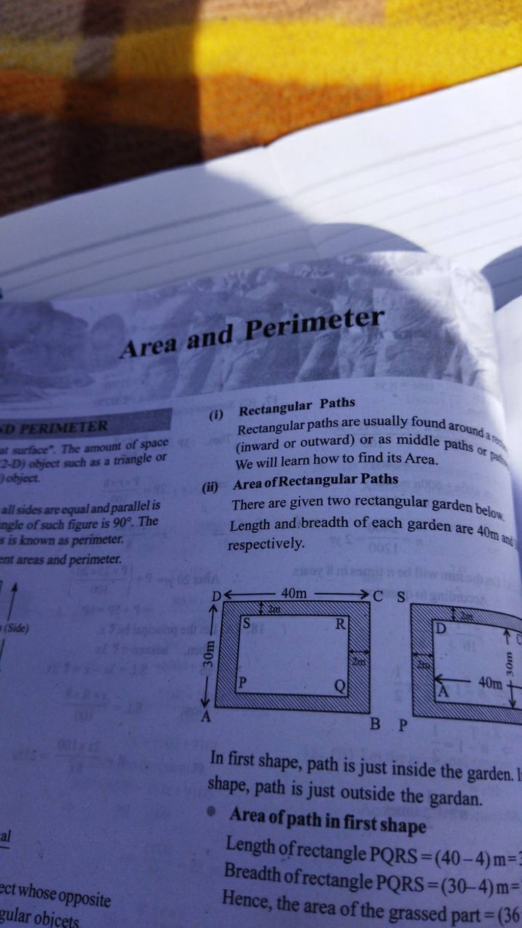 Area and Perimeter (i) Rectangular Paths Rectangular paths are usually fo..