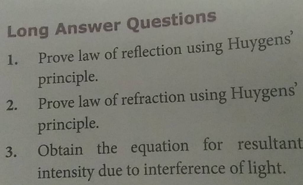 Long Answer Questions 1 Prove Law Of Reflection Using Huygens Principle