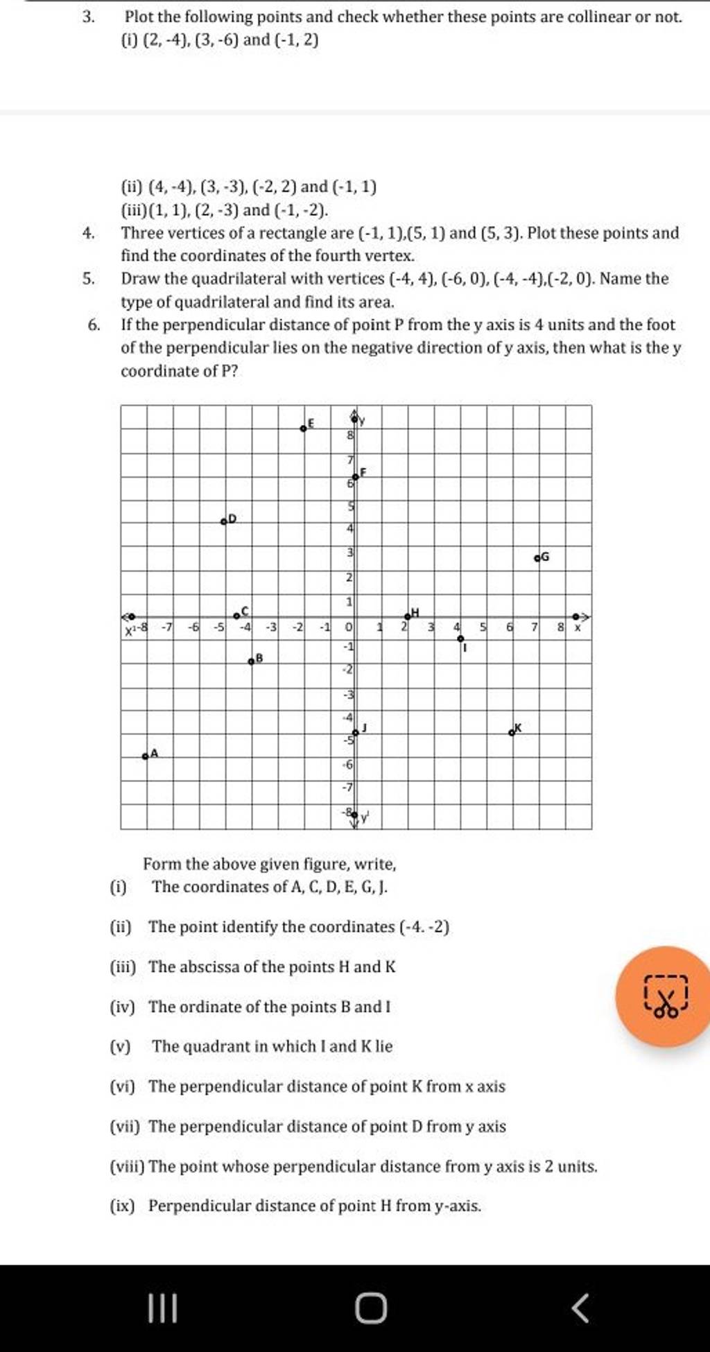 3. Plot the following points and check whether these points are collinear..