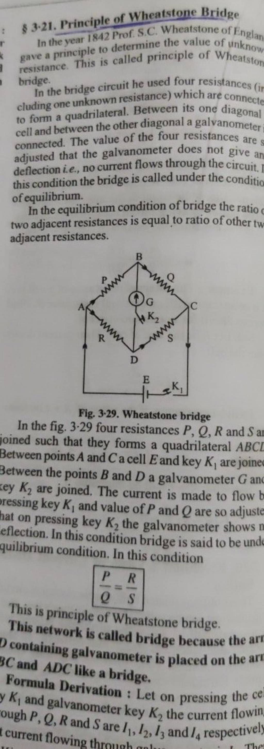 \$ 3.21. Principle of Wheatstone Bridge In the year 1842 Prof. S.C. Wheat..