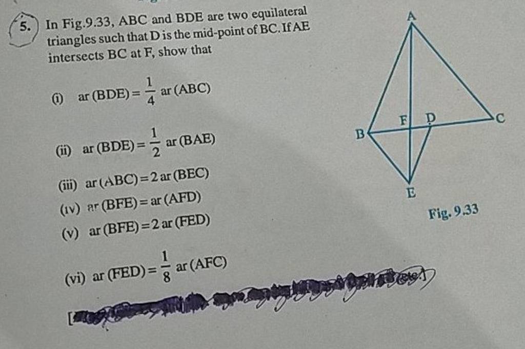 5 In Fig 9 33 ABC And BDE Are Two Equilateral Triangles Such That D Is 5-in-fig-9-33-abc-and-bde-are-two-equilateral-triangles-such-that-d-is