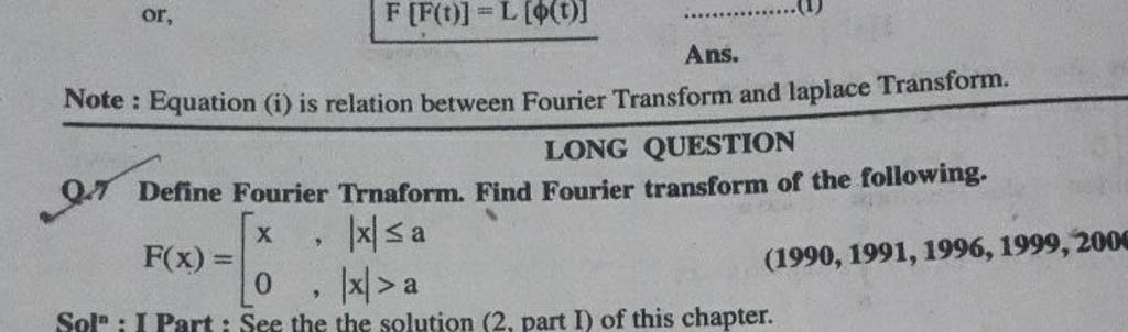 Note Equation I Is Relation Between Fourier Transform And Laplace Tra