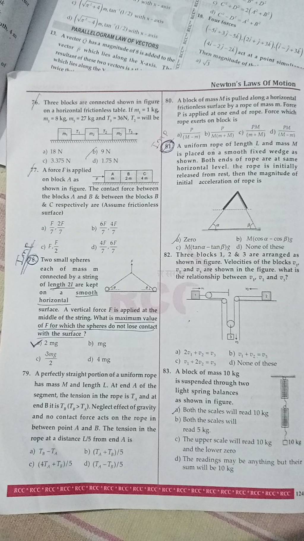 Newton's Laws Of Motion 76. Three blocks are connected shown in figure80...