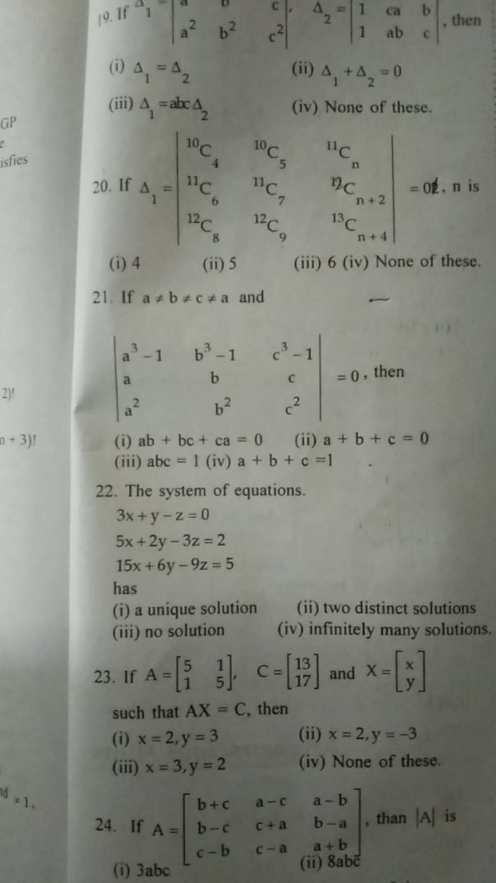 The System Of Equations 3x Y−z 05x 2y−3z 215x 6y−9z 5 Has Filo