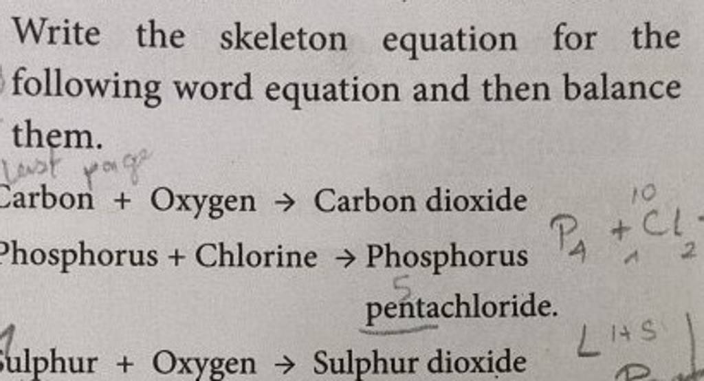 Write the skeleton equation for the following word equation and then bala..