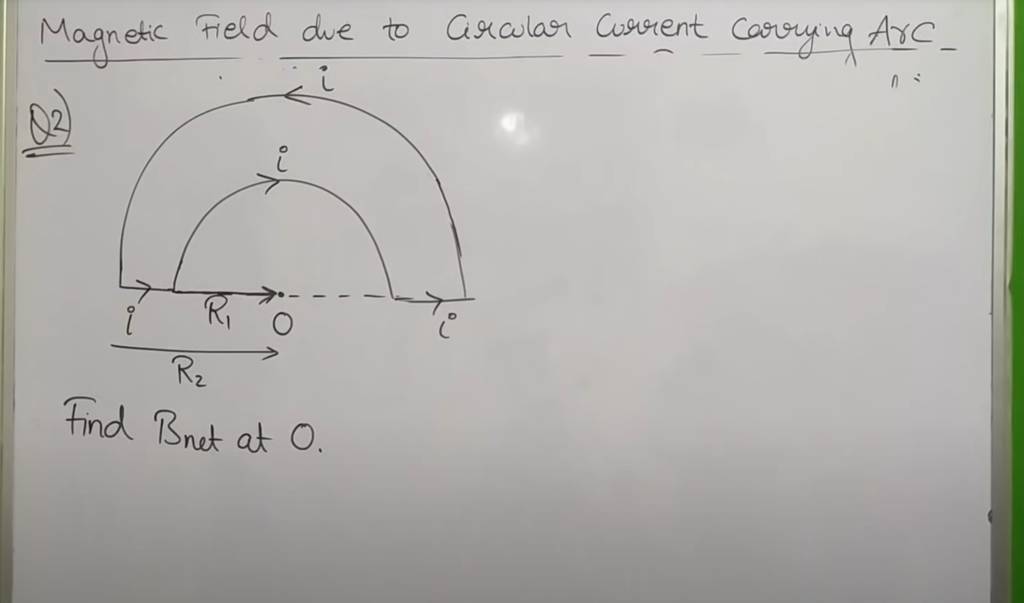 Magnetic Field due to Arcular current carrying ArC. Q2) Find Bnet at O.