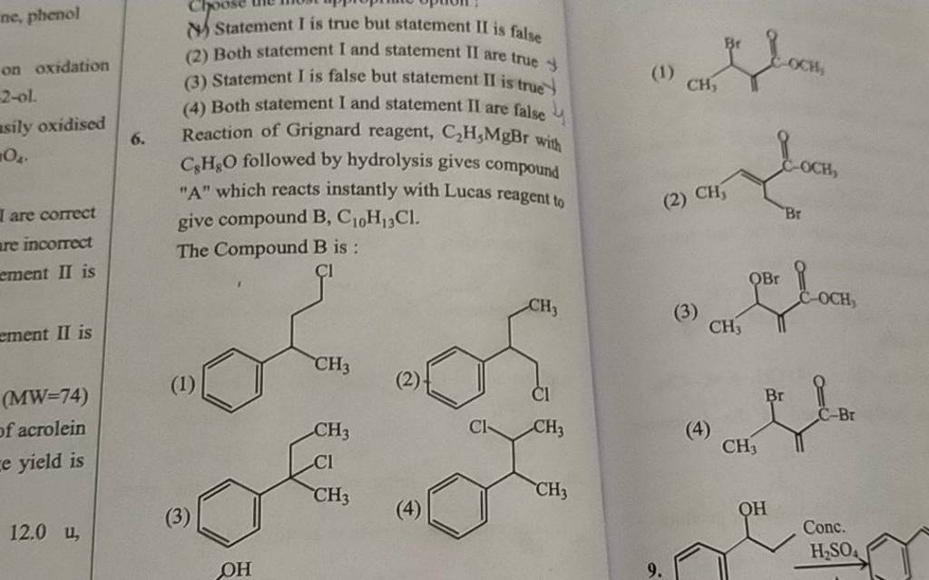 Reaction of Grignard reagent, C2 H5 MgBr with C8 H8 O followed by hydroly..