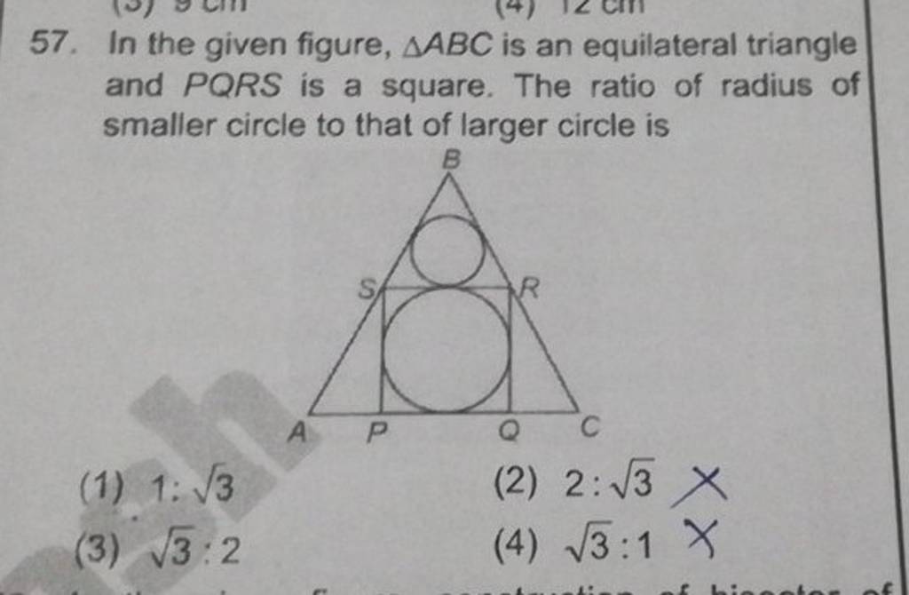 57 In The Given Figure Abc Is An Equilateral Triangle And Pqrs Is A Sq