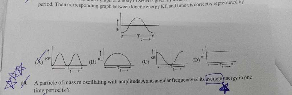 period. Then corresponding graph between kinetic energy KE and time t is