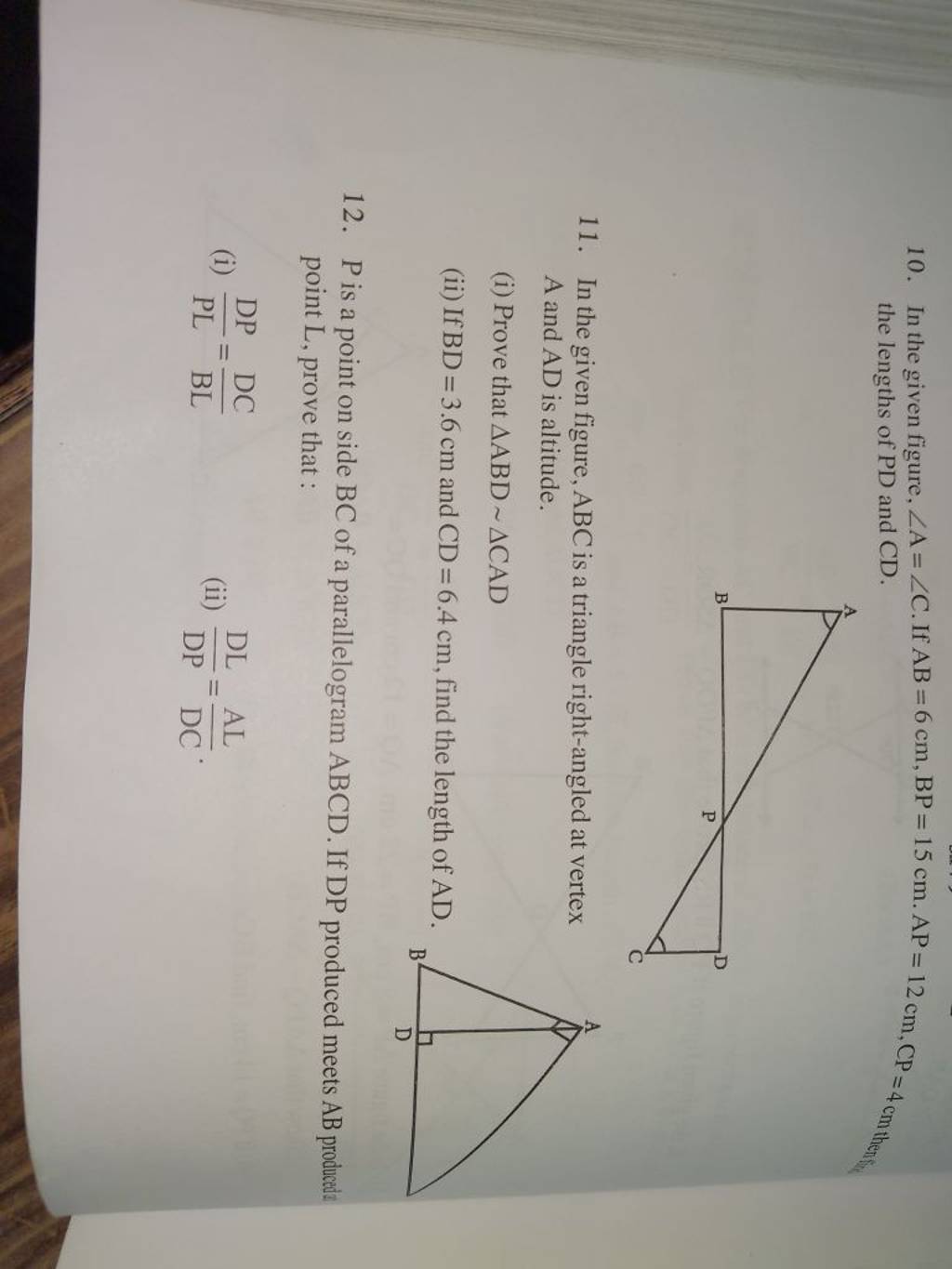 11. In the given figure, ABC is a triangle right-angled at vertex A and A..
