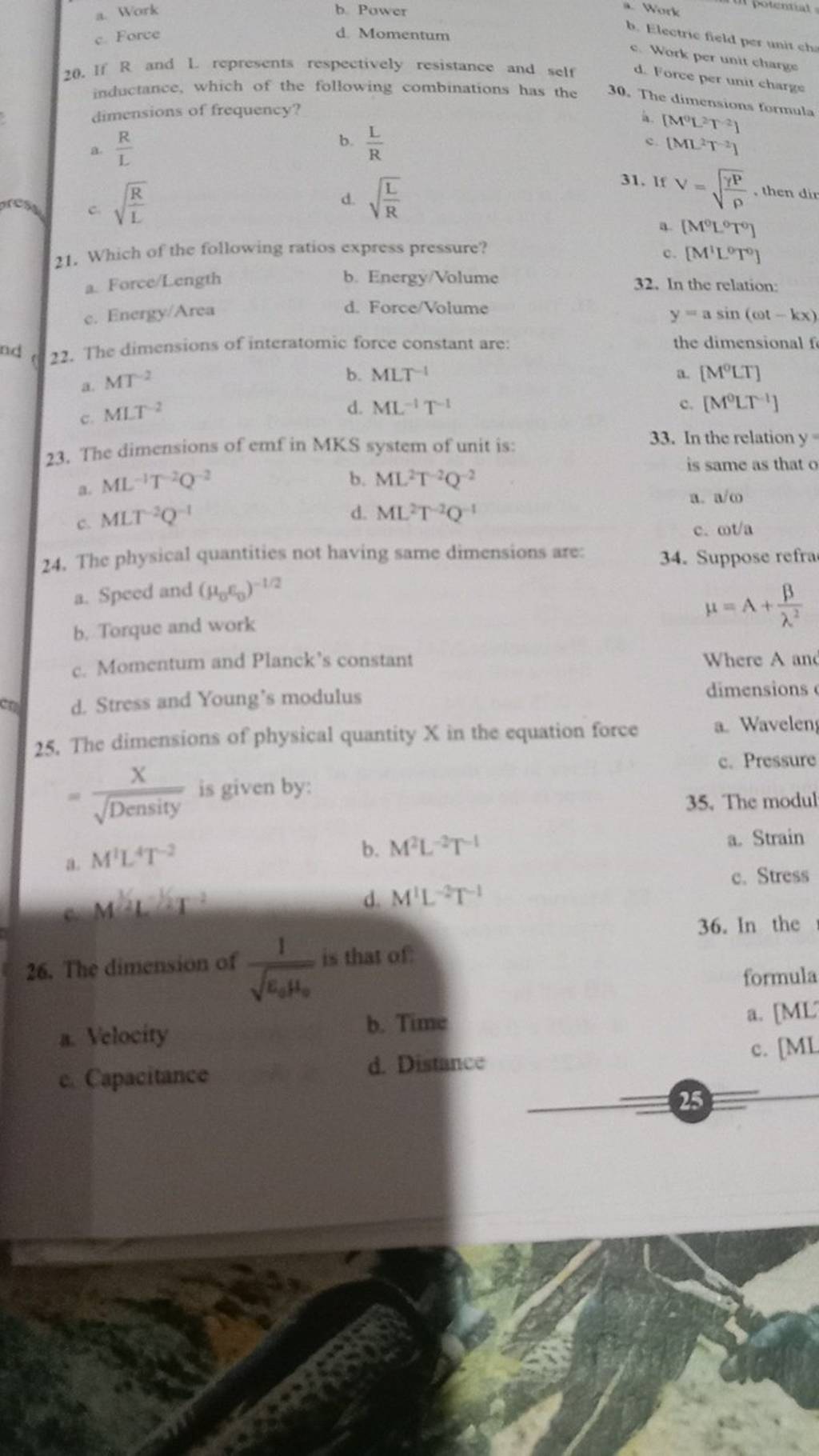 The dimensions of interatomic force constant are: the dimensional | Filo