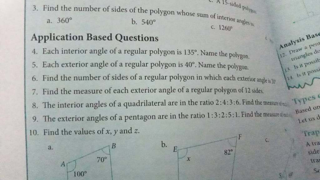 3. Find the number of sides of the polygon whose sum of interior angles i..