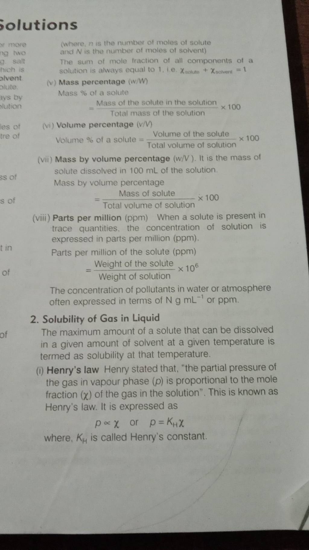 Where N Is The Number Of Moles Of Solute And N Is The Number Of Moles O