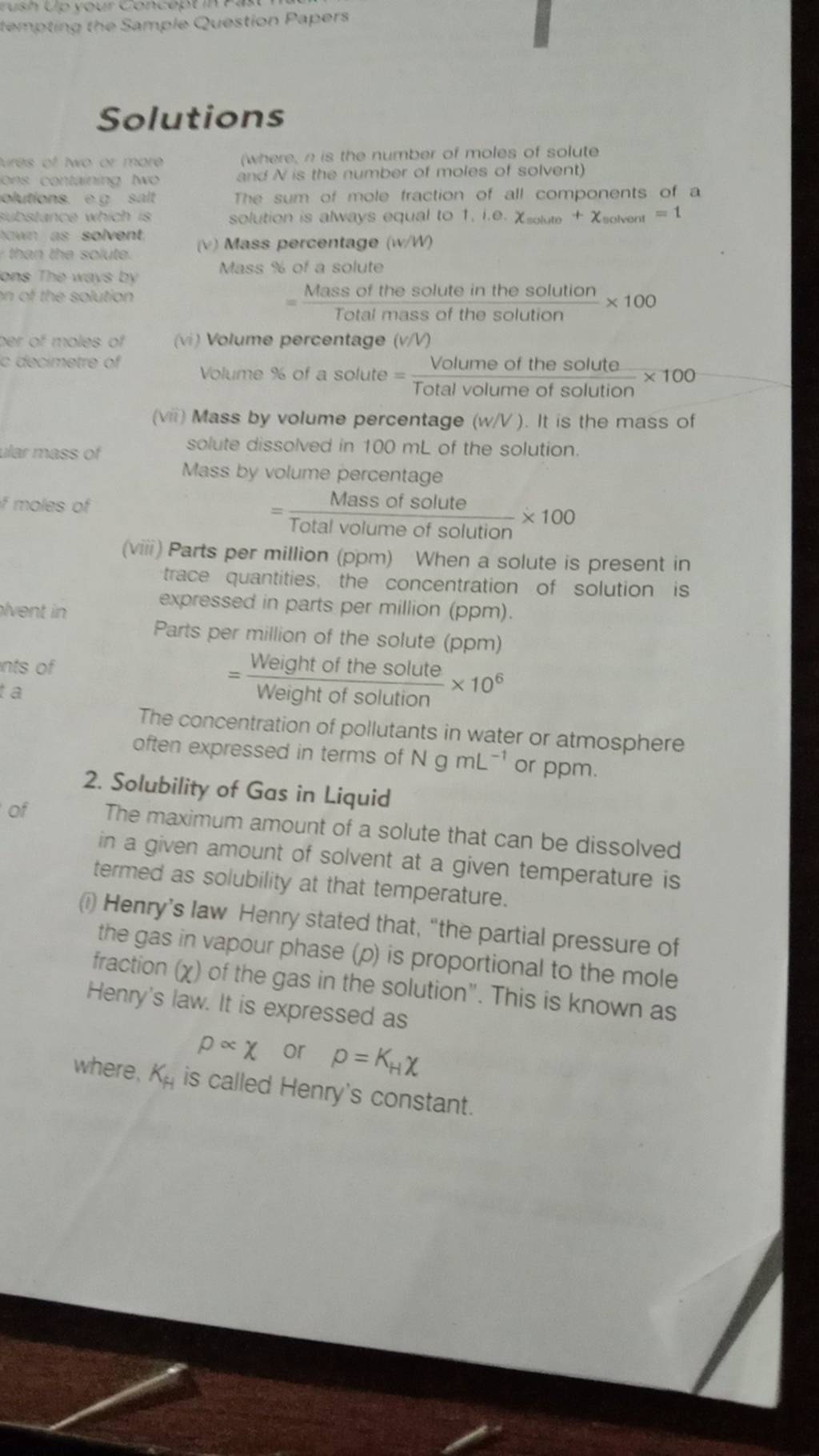 Where N Is The Number Of Moles Of Solute And N Is The Number Of Moles O