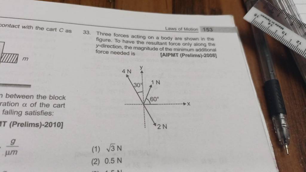 33 Three Forces Acting On A Body Are Shown In The Figure To Have The Re