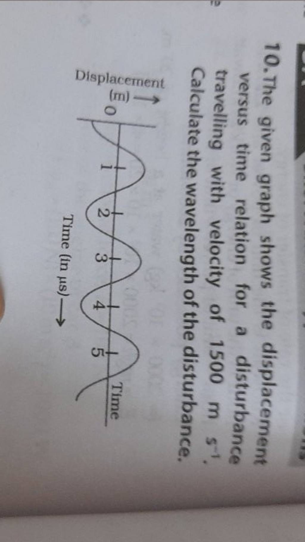 10. The given graph shows the displacement versus time relation for a dis..