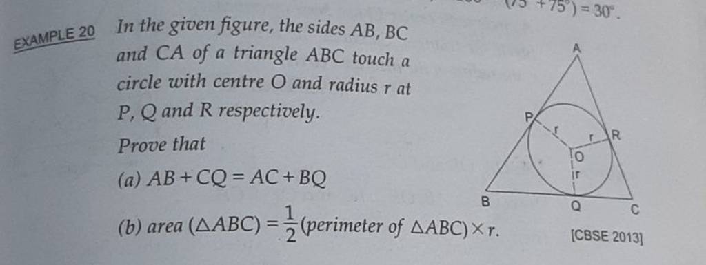 EXAMPLE 20 In the given figure, the sides AB,BC and CA of a triangle ABC