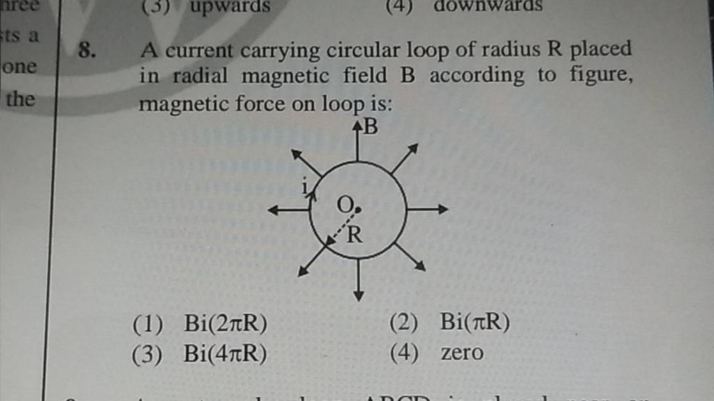 A Current Carrying Circular Loop Of Radius R Placed In Radial Magnetic Fi