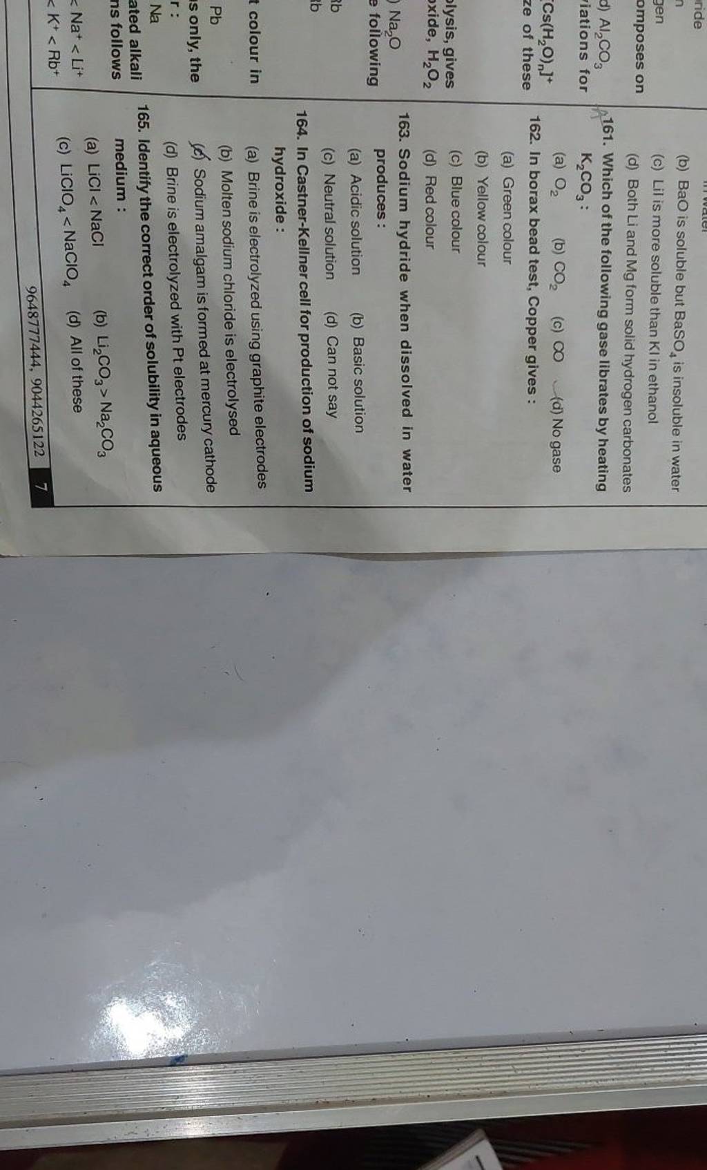 In borax bead test, Copper gives : | Filo