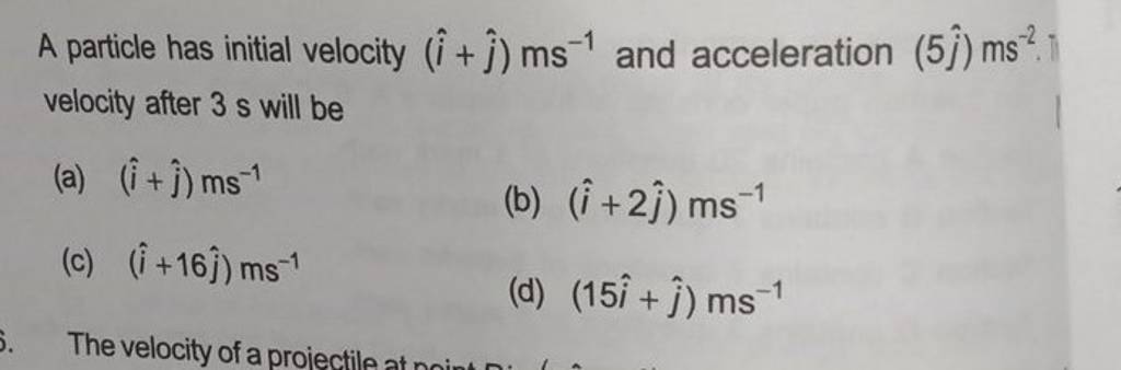 A Particle Has Initial Velocity I J Ms−1 And Acceleration 5j Ms−2