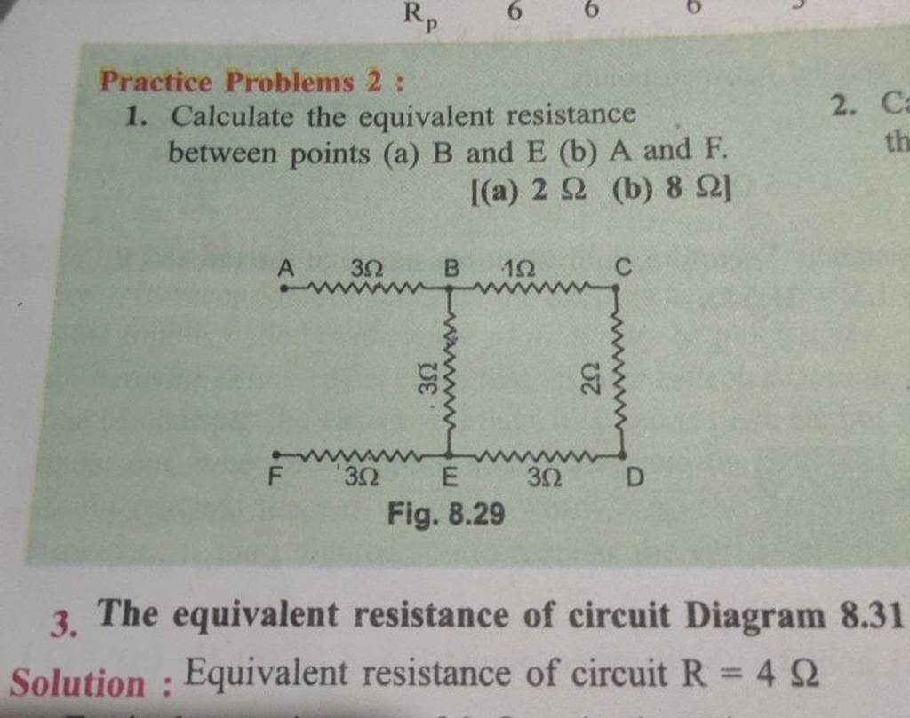 Practice Problems 2 : 1. Calculate the equivalent resistance between poin.. Practice Problems 2 : 1. Calculate the equivalent resistance between poin..