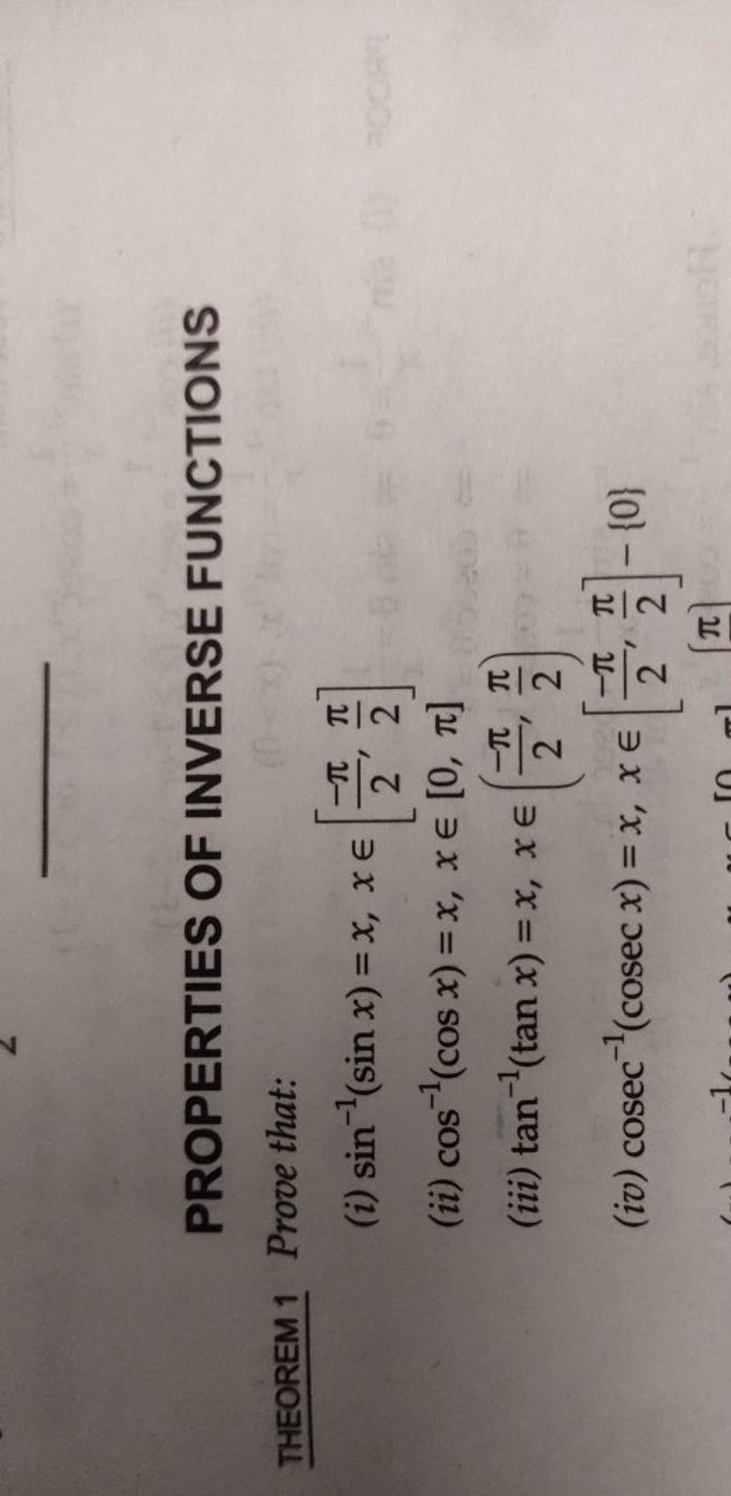 PROPERTIES OF INVERSE FUNCTIONS THEOREM 1 Prove that: | Filo