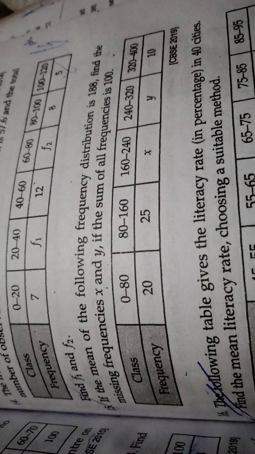 Frequency Find f1 and f2 . 0−2020−4040−6060−8080−100100−1207f1 12f2 85 1..