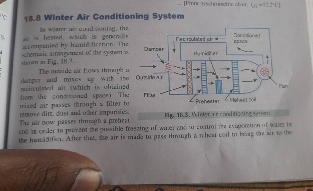 From psychrometric chart, td2 =12.2∘C ] 18.8 Winter Air Conditioning ..