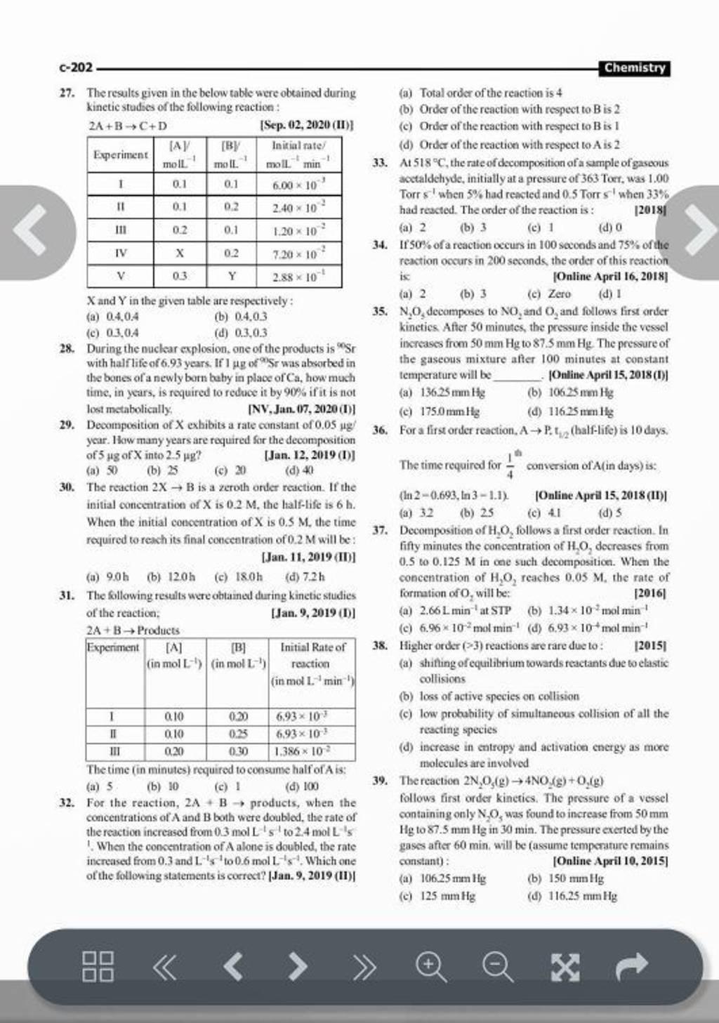 Decomposition Of H2 O2 Follows A First Order Reaction In [jan 11 2019