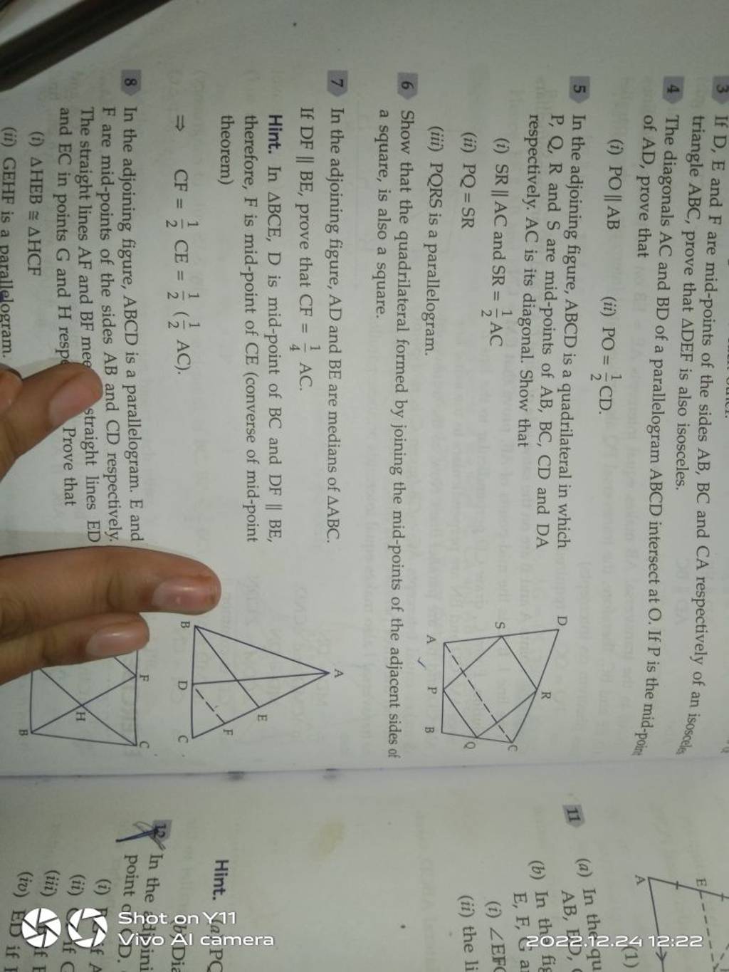 3 If D E And F Are Mid Points Of The Sides Ab Bc And Ca Respectively Of A