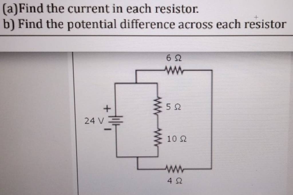 (a)Find the current in each resistor. b) Find the potential difference ac..
