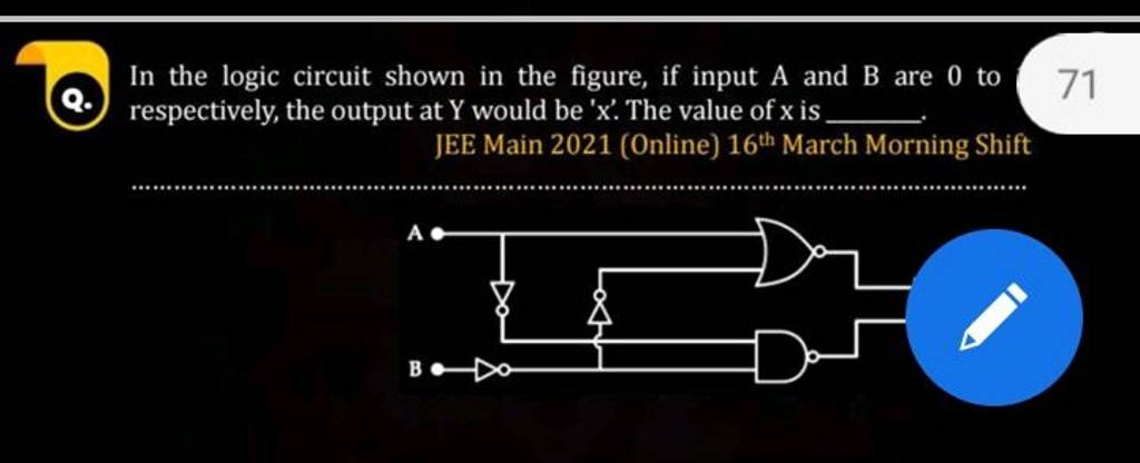 In The Logic Circuit Shown In The Figure If Input A And B Are 0 To 71 Re