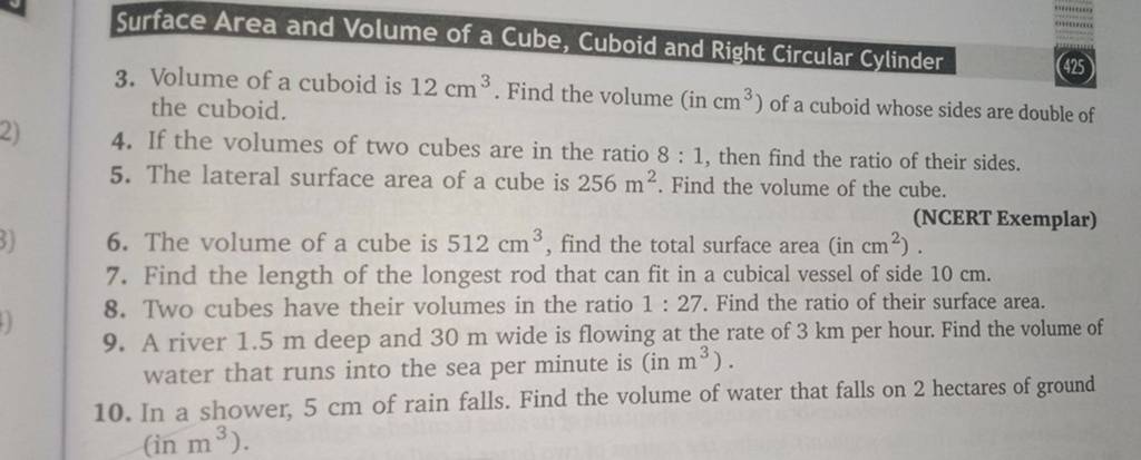 Surface Area and Volume of a Cube, Cuboid and Right Circular Cylinder 3.