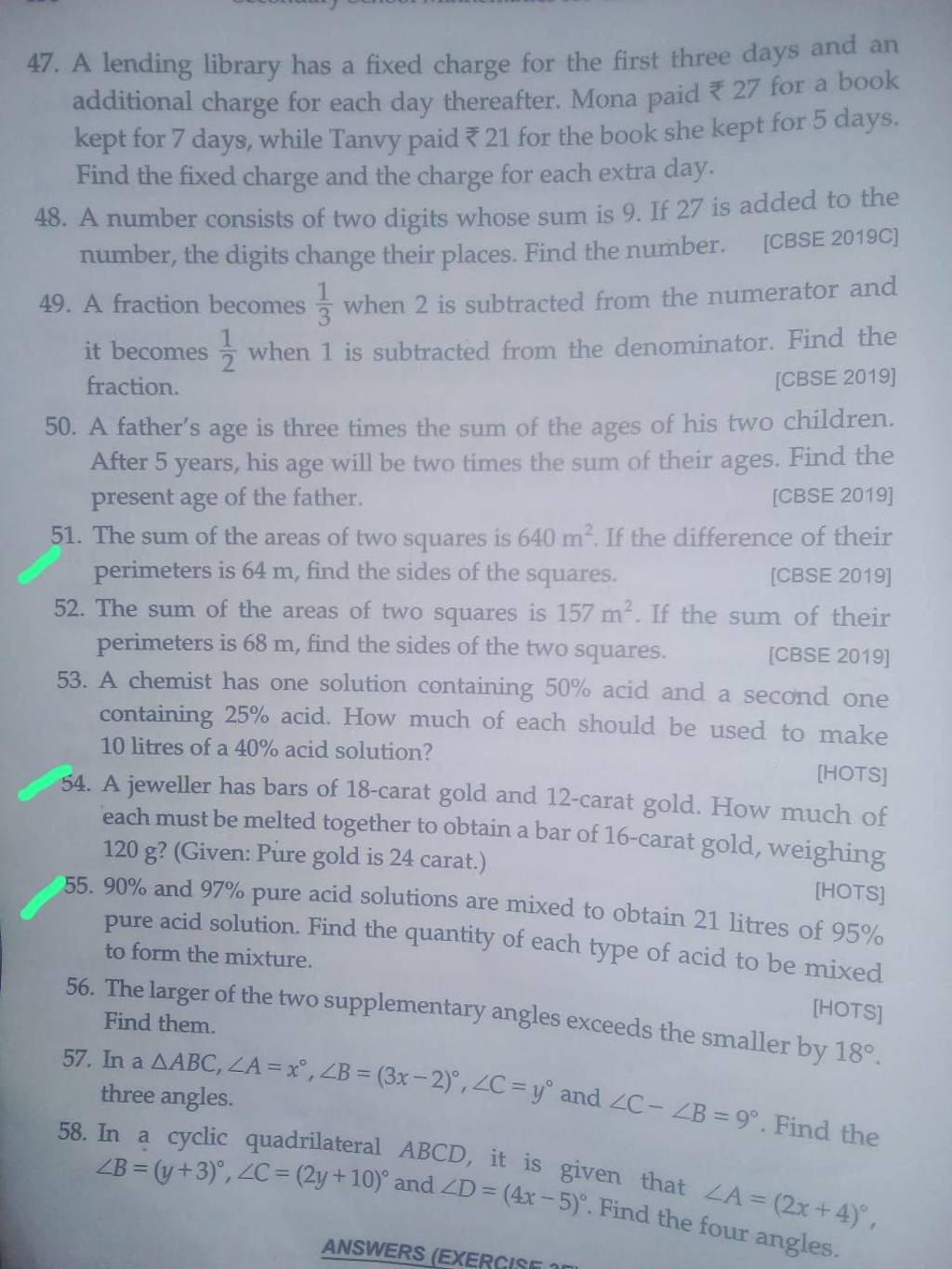 47. A lending library has a fixed charge for the first three days and an