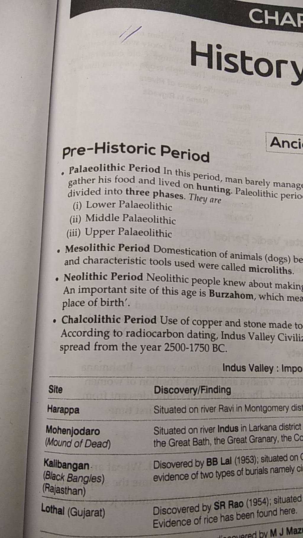 History pre-Historic Period - Palaeolithic Period In this period, man bar..