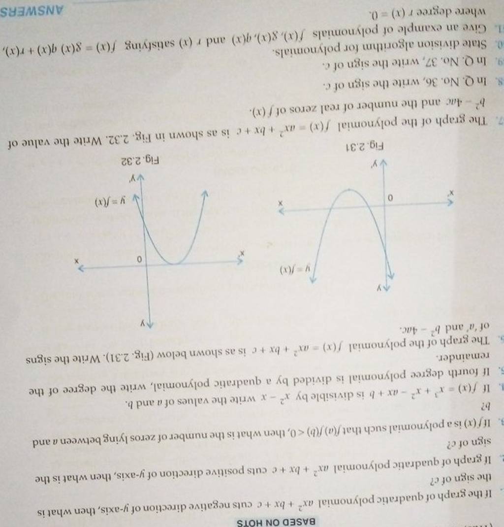If the graph of quadratic polynomial ax2+bx+c cuts negative direction of