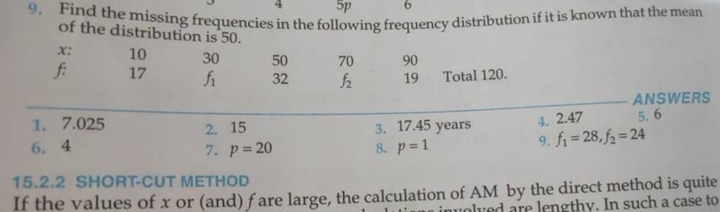 9. Find the missing frequencies in the following frequency distribution i.. 9. Find the missing frequencies in the following frequency distribution i..
