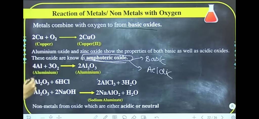 Reaction of Metals/ Non Metals with Oxygen Metals combine with oxygen to
