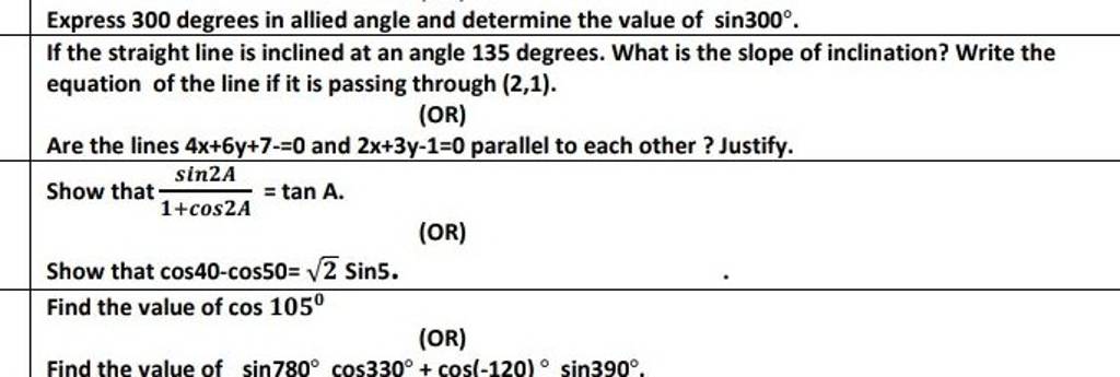 Express 300 degrees in allied angle and determine the value of sin300∘. I..