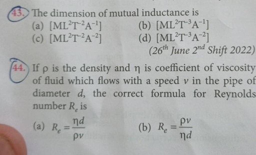 The dimension of mutual inductance is | Filo